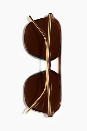 H&m Polarised Aviator Sunglasses With Plastic Frames And Metal Sidepieces - Dark Brown
