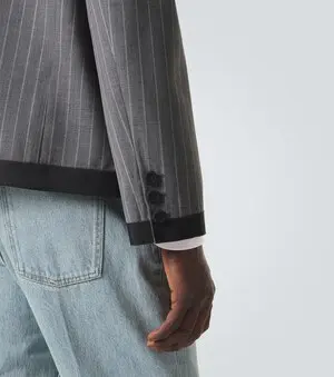 Valentino Garavani Pinstripe Virgin Wool Jacket - Grey