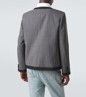 Valentino Garavani Pinstripe Virgin Wool Jacket - Grey