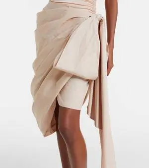 Chloé Bow-detail Cotton Poplin Midi Skirt - Beige