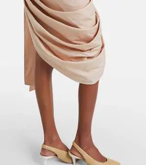Chloé Bow-detail Cotton Poplin Midi Skirt - Beige