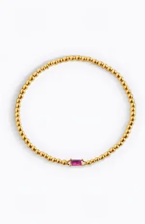 MINT & LILY Gold Beaded Birthstone Bracelet - July Ruby