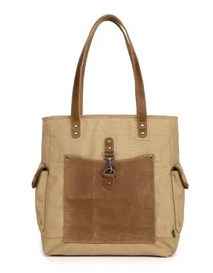 TSD BRAND Valley And Sky Spacious Adventure Tote - Khaki
