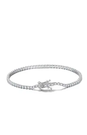 MINT & LILY Classic Tennis Bracelet With Simulated Diamonds - Silver