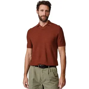 AUBIN Alford Textured Cotton Polo Shirt - Rust