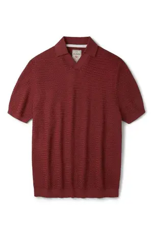 AUBIN Alford Textured Cotton Polo Shirt - Rust