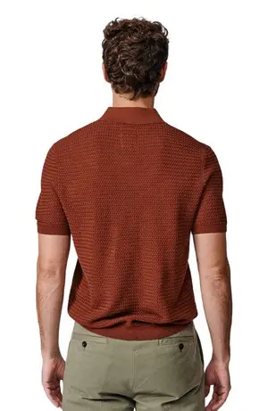 AUBIN Alford Textured Cotton Polo Shirt - Rust