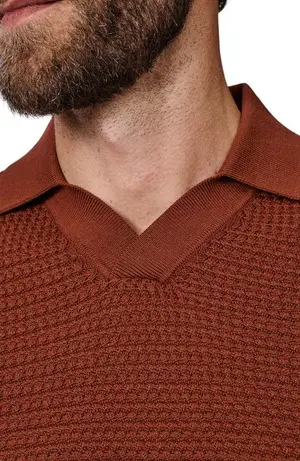 AUBIN Alford Textured Cotton Polo Shirt - Rust