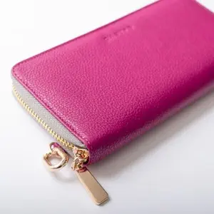 CASUPO Large Zipper Wallet With Detachable Key Ring - Fuchsia