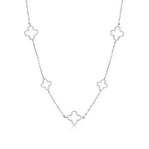 THE LOVERY Fine Jewelry Alternating Open Clover Necklace - Sterling Silver