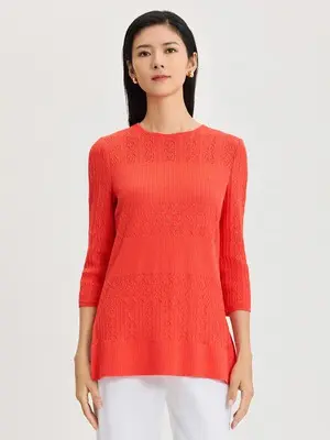 Misook Classic Lined Pointelle Soft Knit Tunic