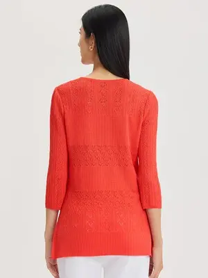 Misook Classic Lined Pointelle Soft Knit Tunic