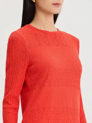 Misook Classic Lined Pointelle Soft Knit Tunic