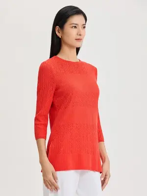 Misook Classic Lined Pointelle Soft Knit Tunic