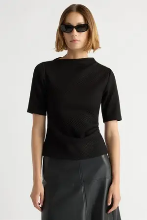 Modern Citizen Pauline Ribbed Asymmetric Neck Top