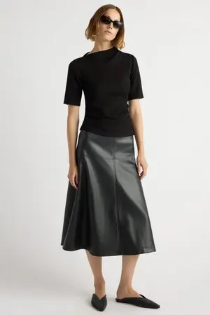 Modern Citizen Pauline Ribbed Asymmetric Neck Top