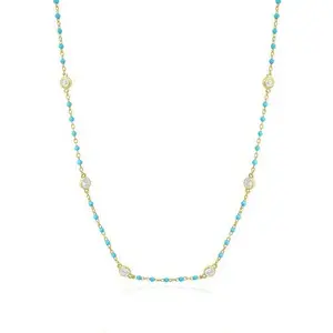 THE LOVERY FINE JEWELRY 14k Gold-plated Sterling Silver Beaded Chain Necklace - Light Blue