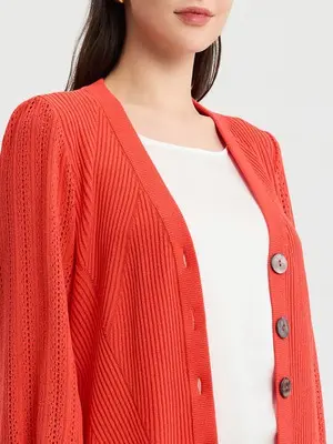 Misook Heritage Pointelle Ribbed Cardigan