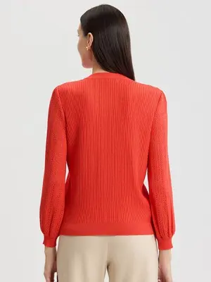 Misook Heritage Pointelle Ribbed Cardigan