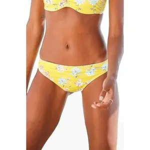 LASCANA Classic Bikini Bottom With Floral Print - Yellow Multi