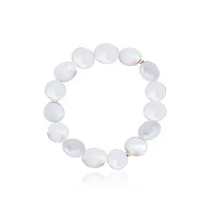THE LOVERY Coin Pearl Bracelet - White