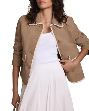 Mint Velvet Suede Crochet Trim Jacket