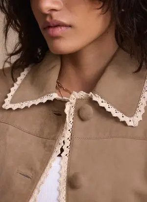 Mint Velvet Suede Crochet Trim Jacket
