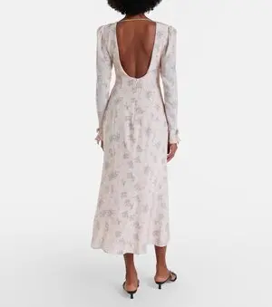 Alessandra Rich Floral Open-back Silk Midi Dress - Pink