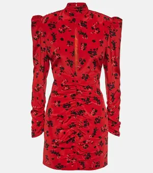 Alessandra Rich Floral Silk Minidress - Red