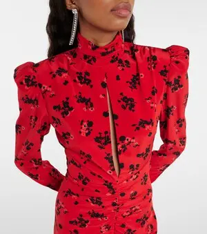 Alessandra Rich Floral Silk Minidress - Red
