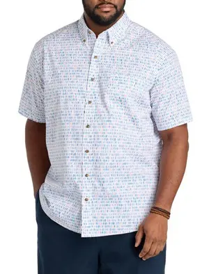 HARBOR BAY BY DXL Big & Tall Easy-care Dashes Sport Shirt - White Multi