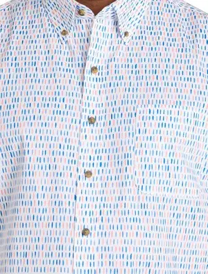 HARBOR BAY BY DXL Big & Tall Easy-care Dashes Sport Shirt - White Multi