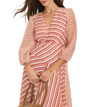 Mint Velvet Striped Panelled Midi Dress