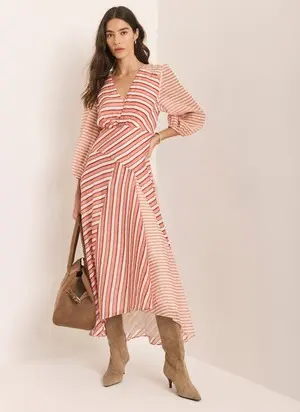 Mint Velvet Striped Panelled Midi Dress