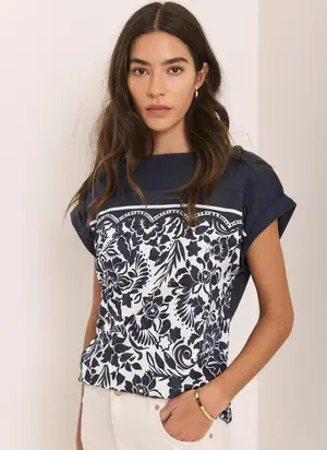 Mint Velvet Floral Woven Print Top