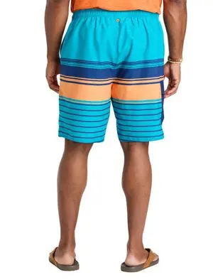 HARBOR BAY BY DXL Big & Tall Striped Printed Board Shorts