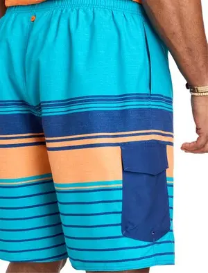 HARBOR BAY BY DXL Big & Tall Striped Printed Board Shorts