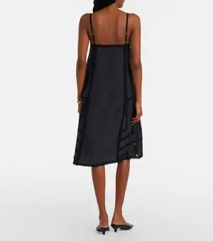 TOTEME Embroidered Silk Midi Dress