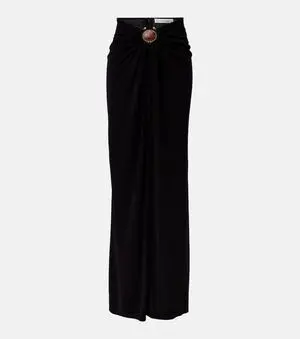 Christopher Esber Embellished Gathered Jersey Maxi Skirt - Black