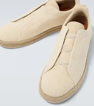 Zegna Triple Stitch Canvas Slip-on Sneakers