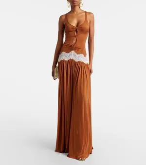 Christopher Esber Lace-trimmed Gown - Brown