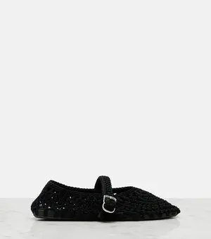 Alaïa Braided Satin Cord Ballet Flats - Black