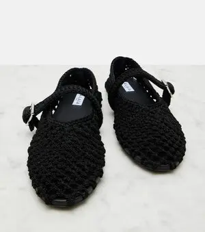 Alaïa Braided Satin Cord Ballet Flats - Black