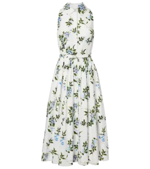 EMILIA WICKSTEAD Belted Floral Cotton Shirt Dress - White