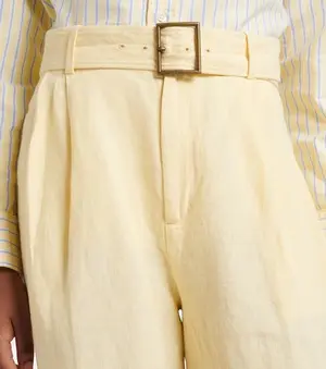 Polo Ralph Lauren Belted Linen Straight Pants