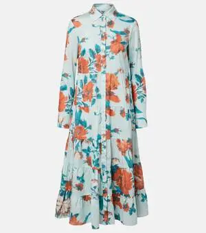 Erdem Floral Tiered Cotton Shirt Dress - Multicoloured