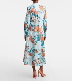 Erdem Floral Tiered Cotton Shirt Dress - Multicoloured