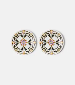 La DoubleJ Tyrrhenia Tulyps Set Of 2 Dessert Plates Green