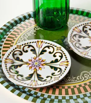 La DoubleJ Tyrrhenia Tulyps Set Of 2 Dessert Plates - Green