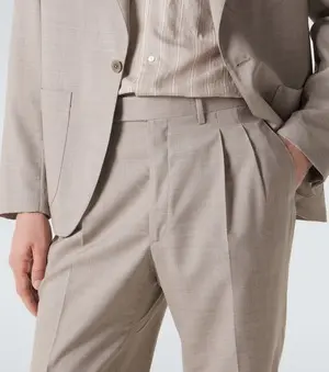 STOFFA Pleated Wool Wide-leg Pants